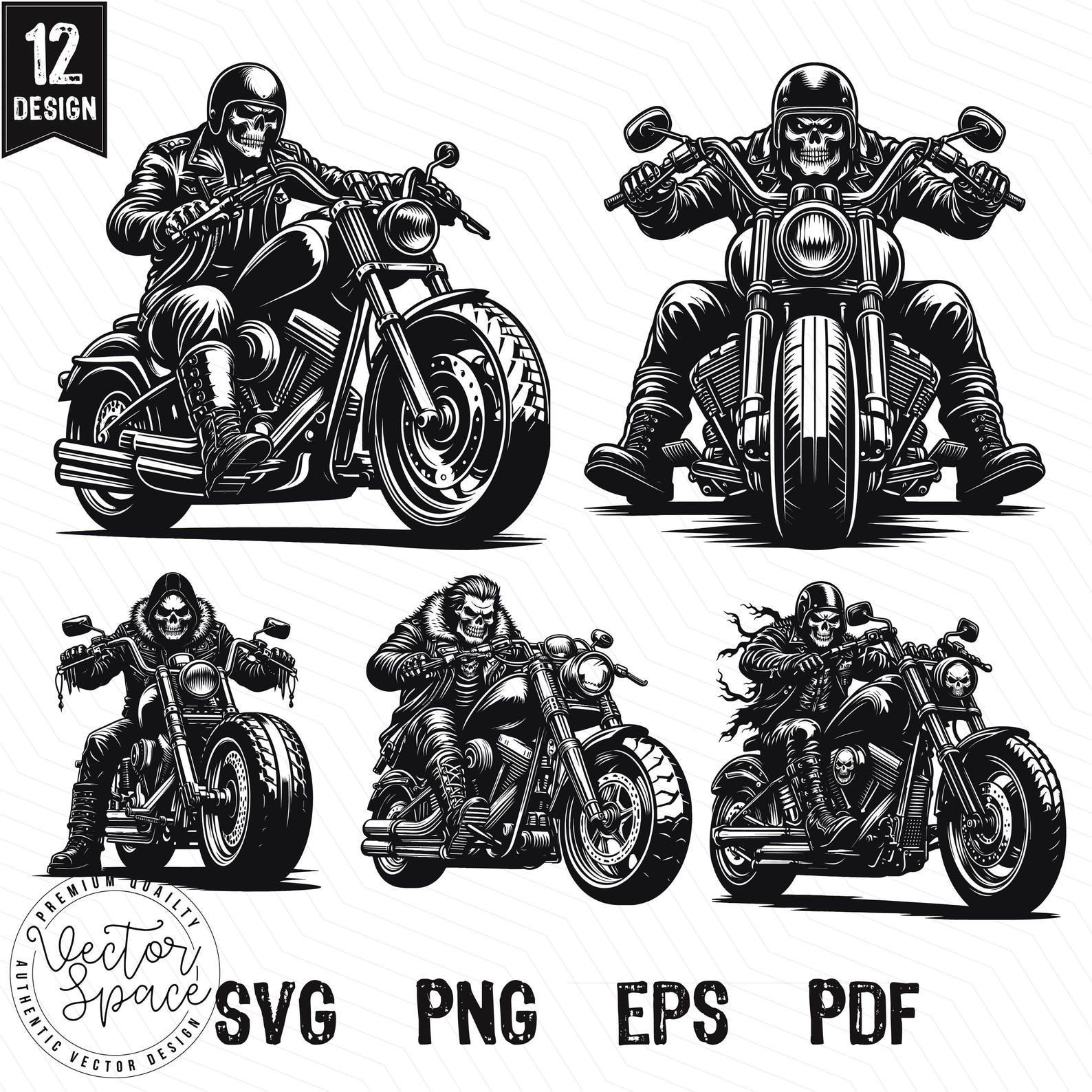 Skeleton Rider SVG, Skull Biker, Skeleton Riding Motorcycle, Dark Skull ...