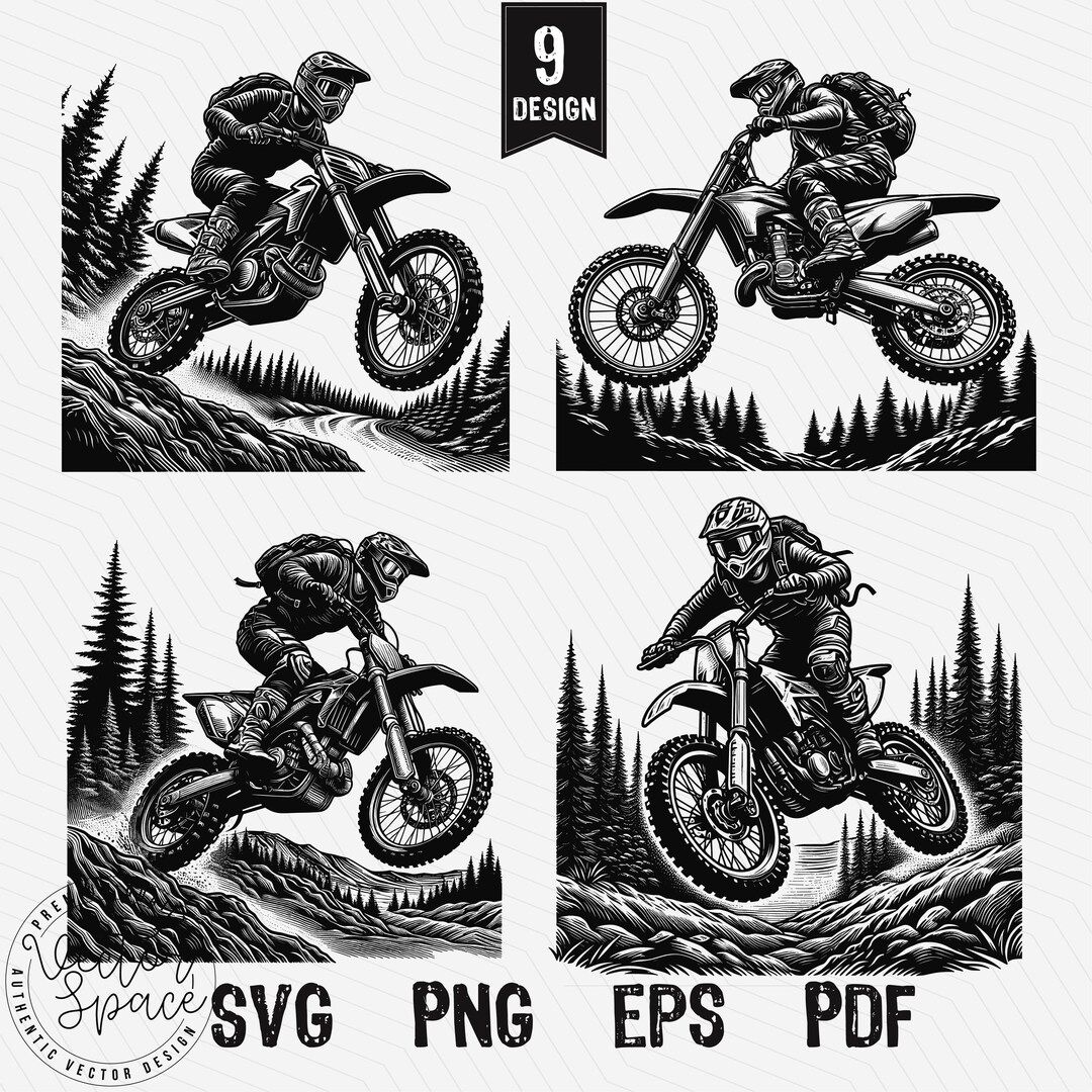 Motocross SVG Bundle, Dirt Bike, Racing, Adventure Motocross Rider ...