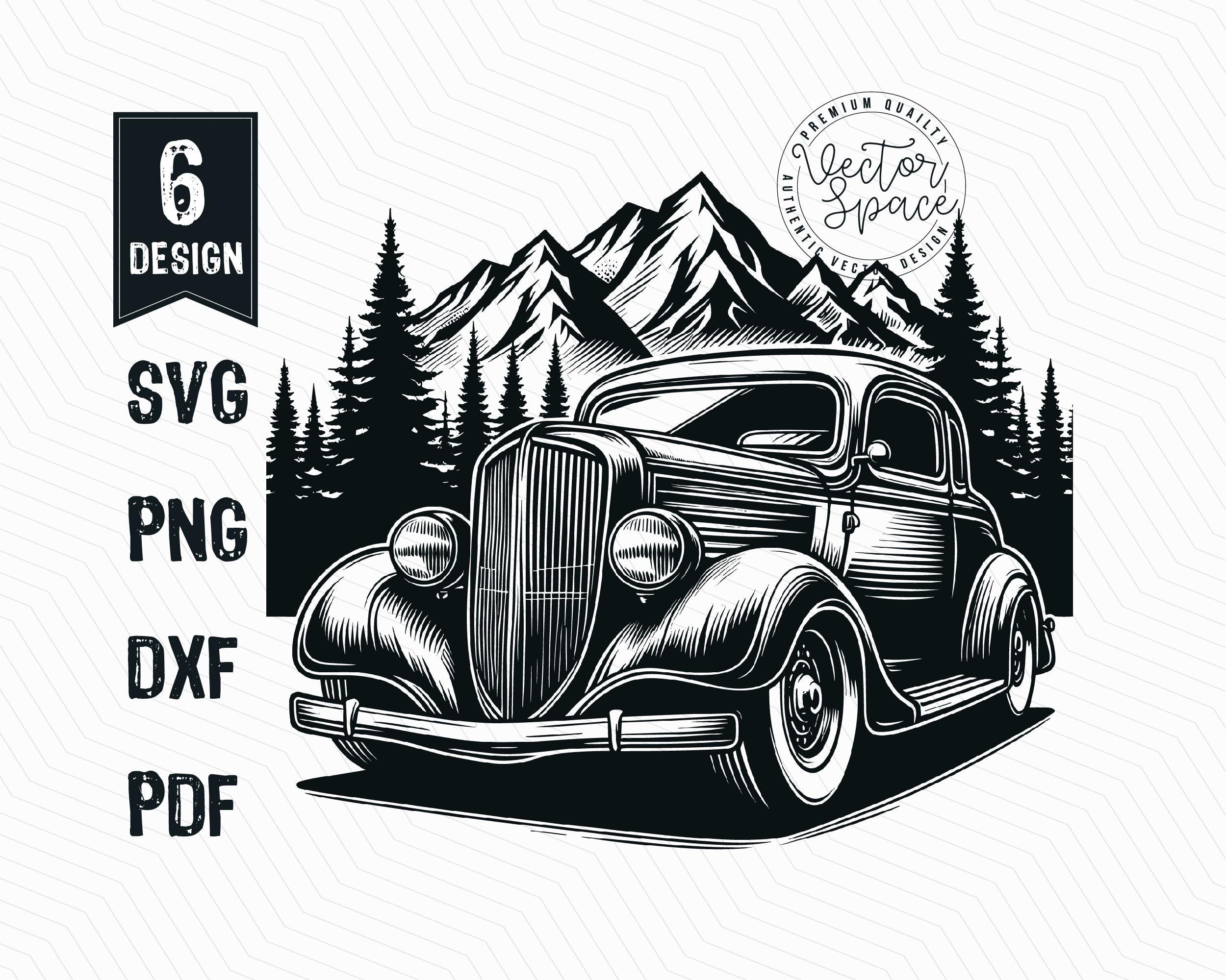 Vintage Classic Car Illustration Vector, Old Antique Car SVG, Car ...