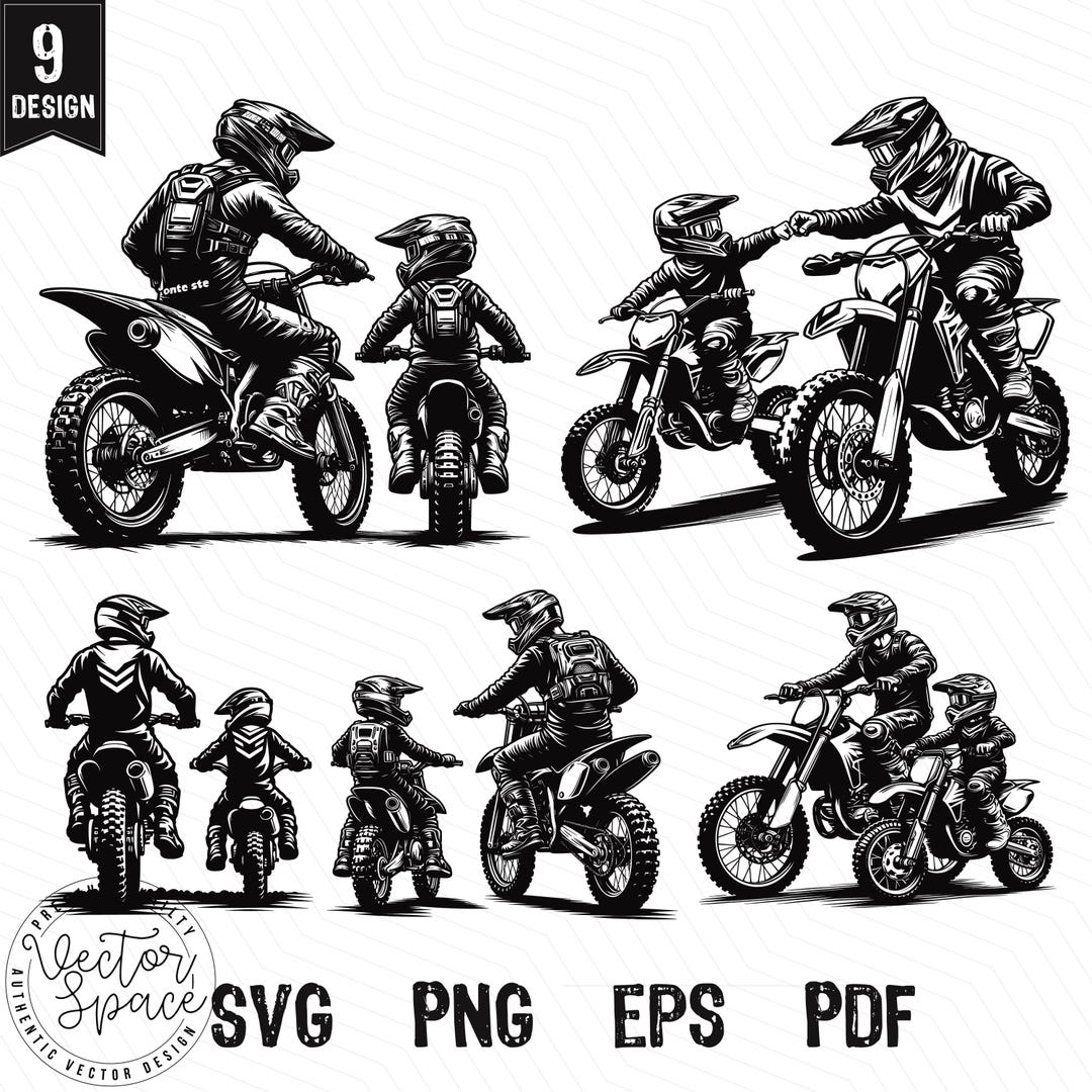 Father and Son Motocross SVG, Motocross Dad, Dirtbike, Kids Motocross ...
