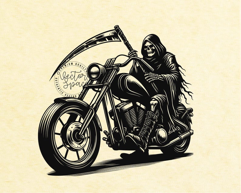Grim Reaper Riding Motorcycle SVG, Grim Reaper Rider, Skull Biker, Grim ...