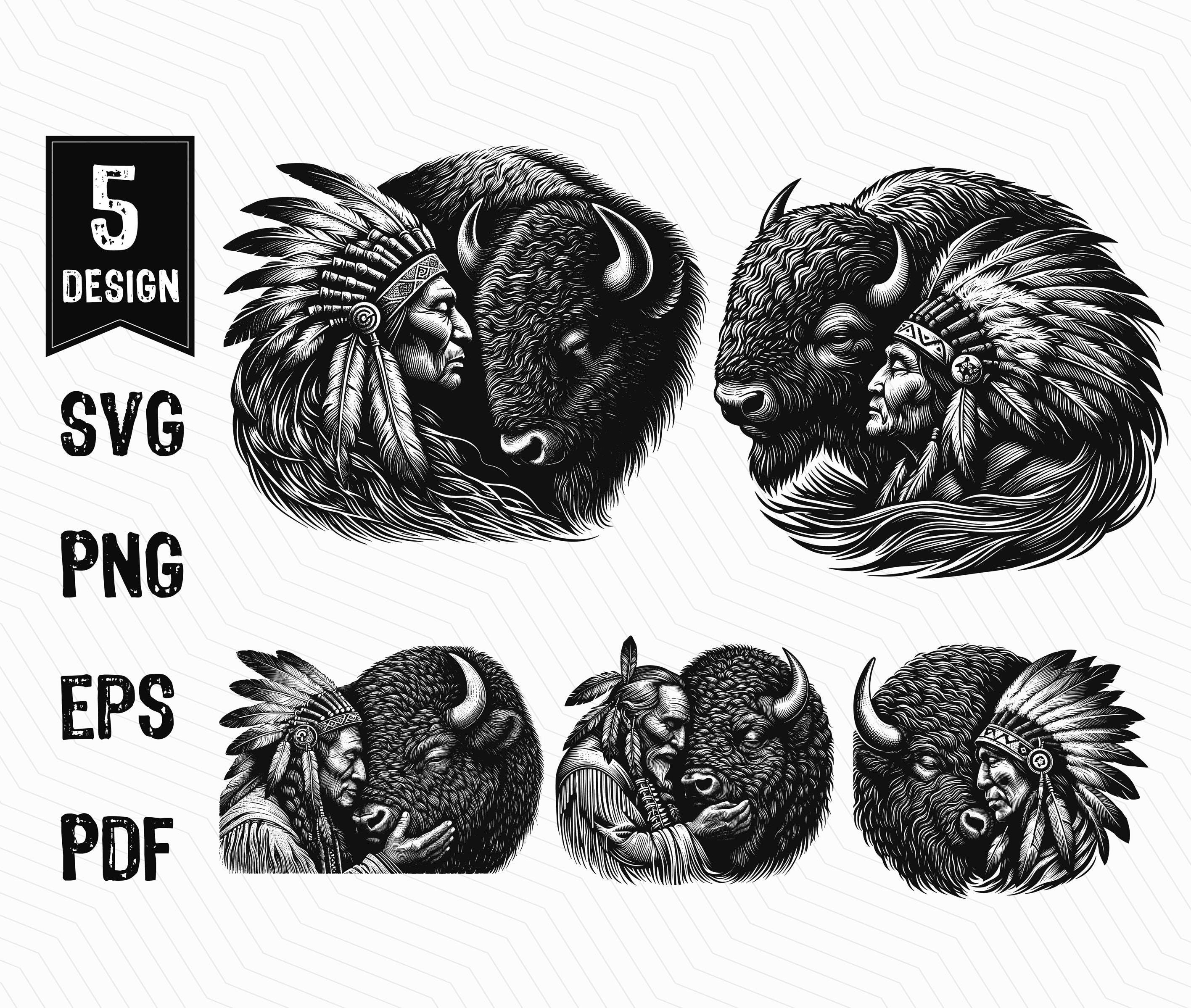 Native American and Bison SVG, Native American SVG, Bison Svg, Native ...