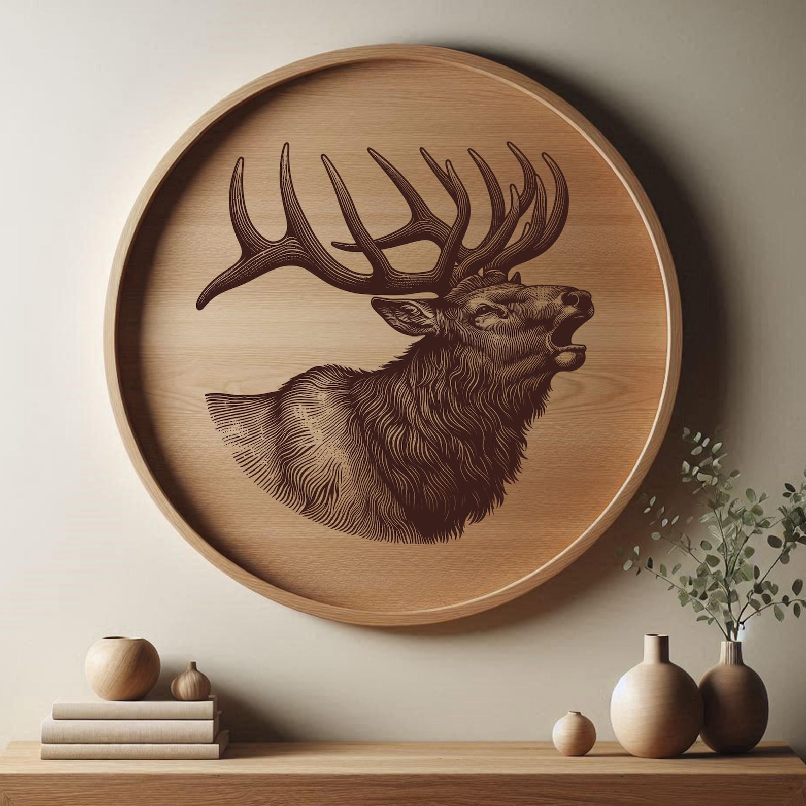 Elk Head Illustration Vector, Elk Bugling, Elk Bugle SVG, Detailed Elk ...