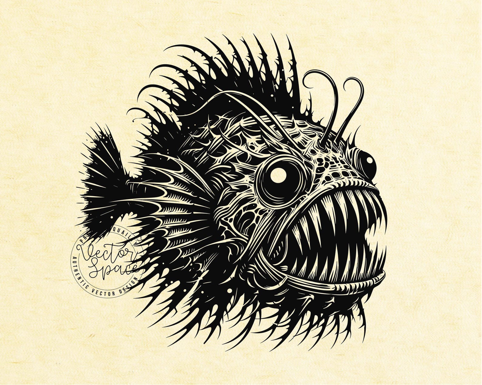 Anglerfish SVG, Angry Fierce Anglerfish Svg, Monster Fish, Bone ...