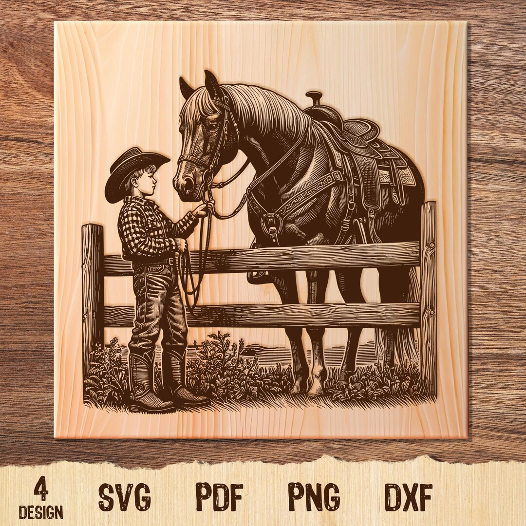 Little Cowboy Childern and Horse Illustration Vector, Cowboy Kids ...