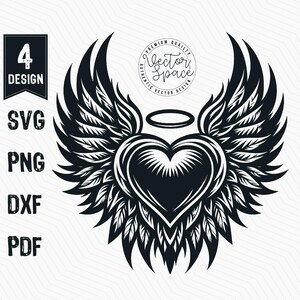 Heart Angel Illustration Vector, Heart Wings SVG, in Loving Memory ...