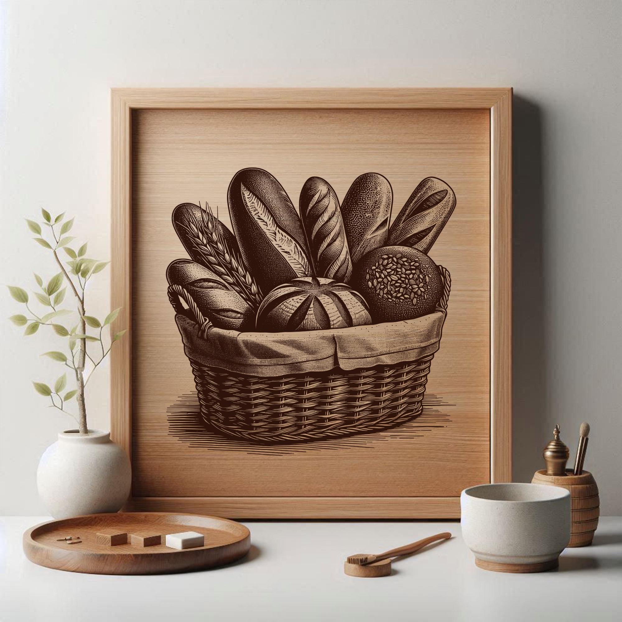 Bread Basket Illustration Vector, Fresh Bread SVG, Bakery, Loaves ...