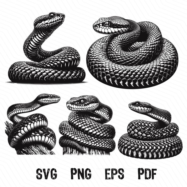 Snake SVG, Snake Bundle Vector, Reptile Snake, Snake Head, Coiled Snake ...