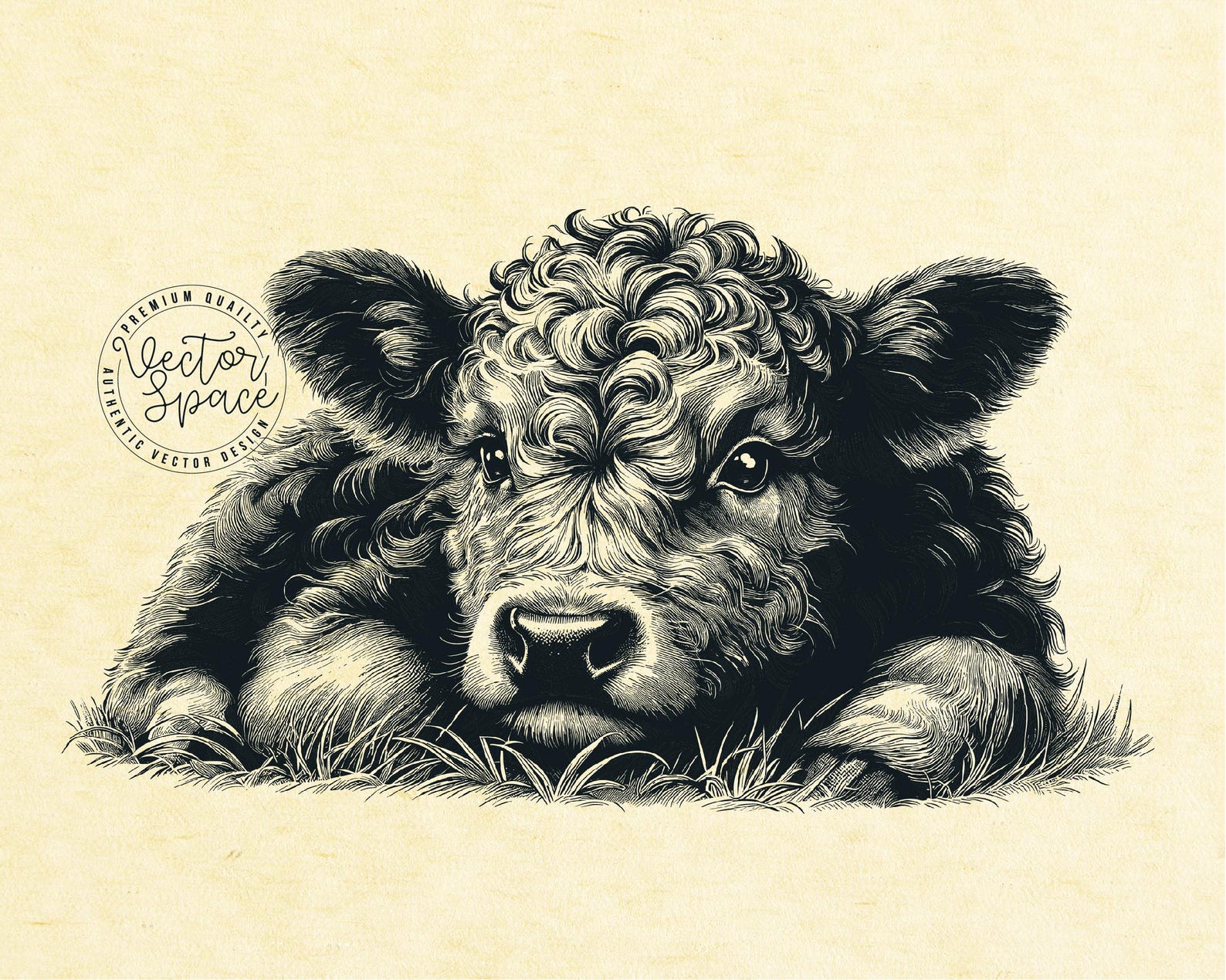 Cow Calf Illustration Vector SVG, Cute Calf SVG, Angus Calf Cow, Baby ...