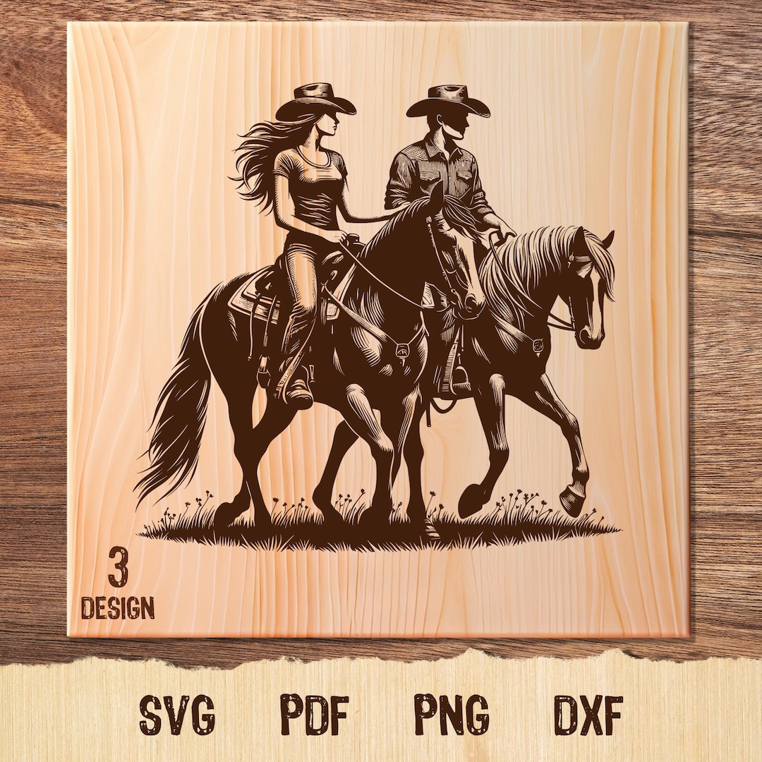Western Cowboy Couple Illustration Vector, Romantic Cowboy and Cowgirl ...