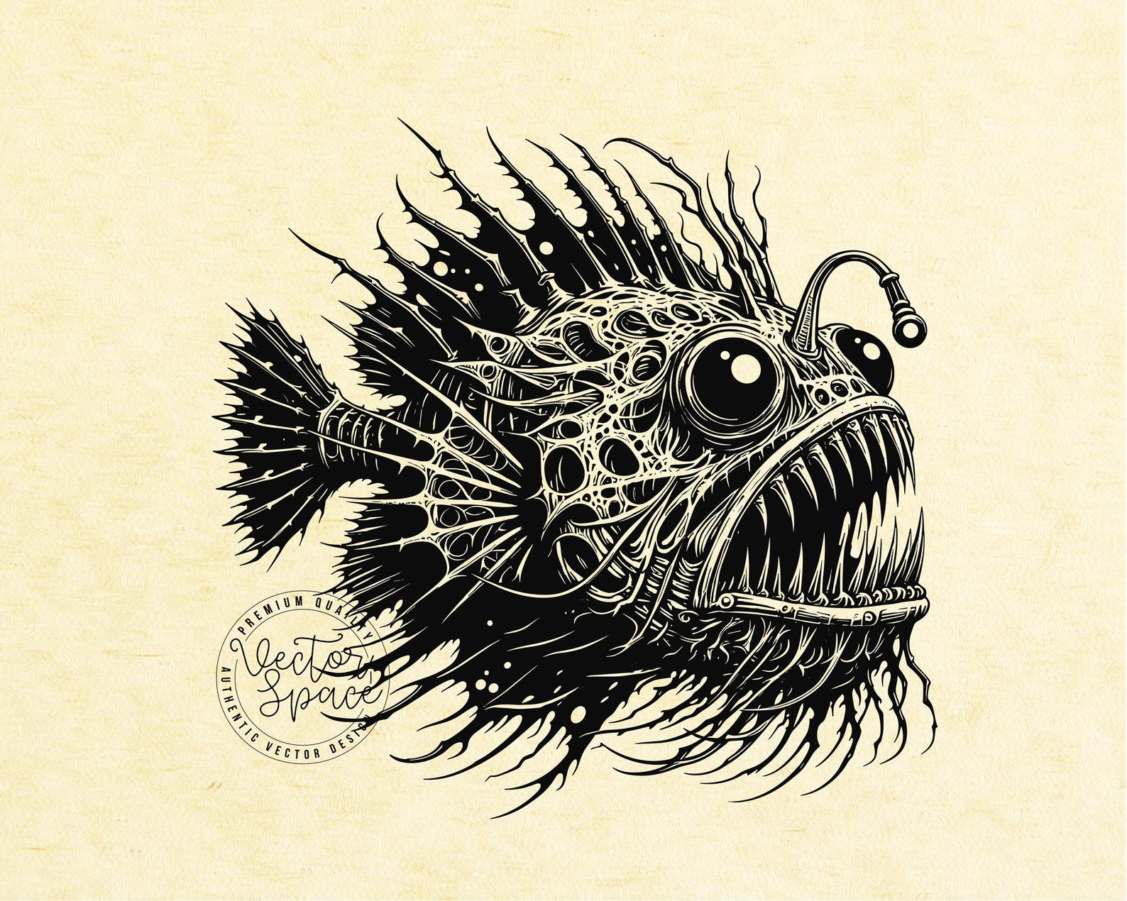 Anglerfish SVG, Angry Fierce Anglerfish Svg, Monster Fish, Bone ...
