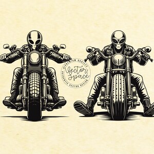 Alien Riding Motorcycle SVG, Alien Biker Svg, Alien Rider, Alien Head ...