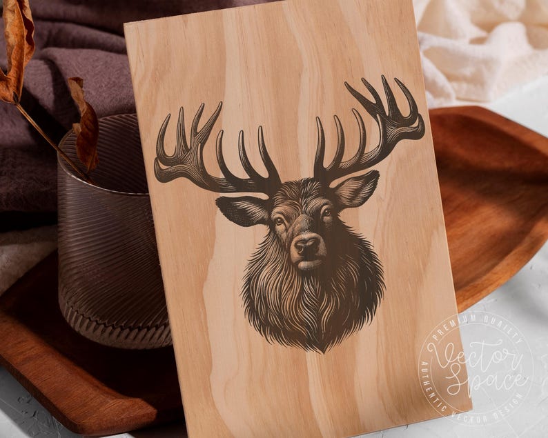 Elk Head Illustration Vector, Elk Bugling, Elk Bugle SVG, Detailed Elk ...