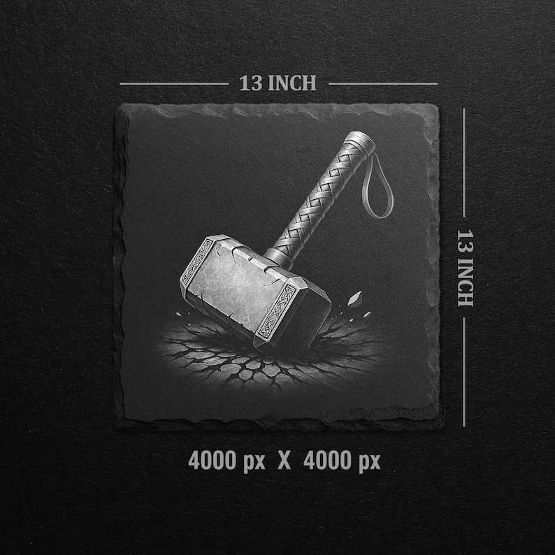 Thor’s Hammer Mjolnir Slate Engraving PNG - Norse Viking Weapon Clipart ...