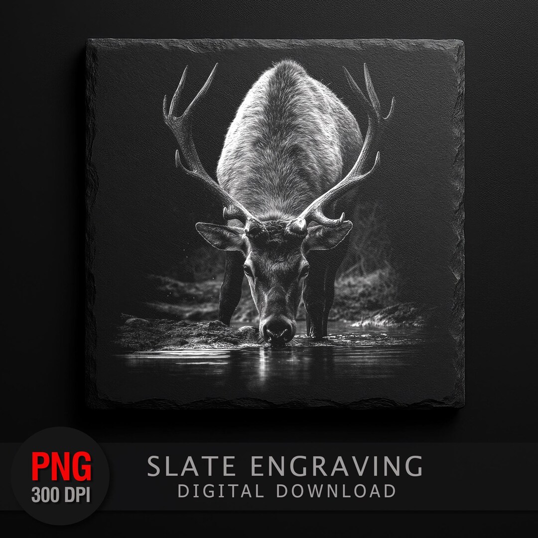 Stag Engraving PNG: Majestic Deer Scene, Laser & Sublimation (digital ...