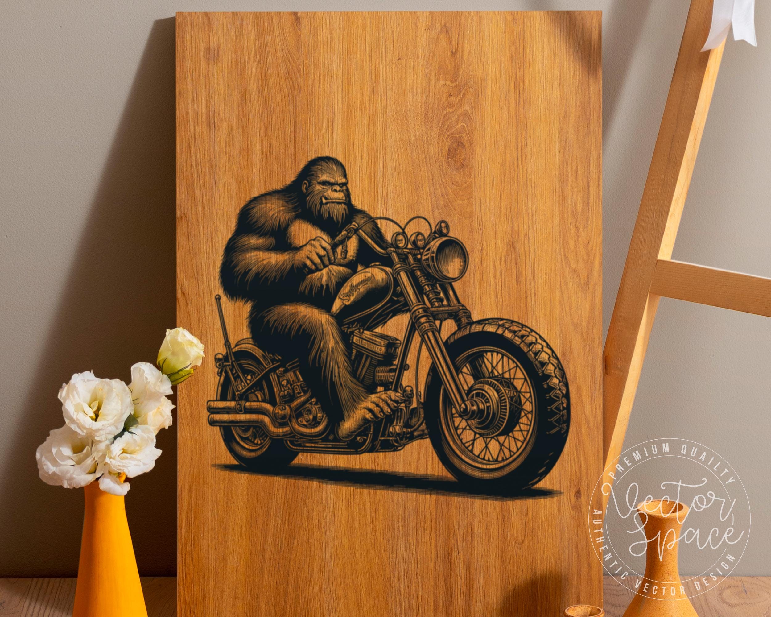 Bigfoot Riding Motorcycle Illustration Vector, Bigfoot SVG, Bigfoot ...