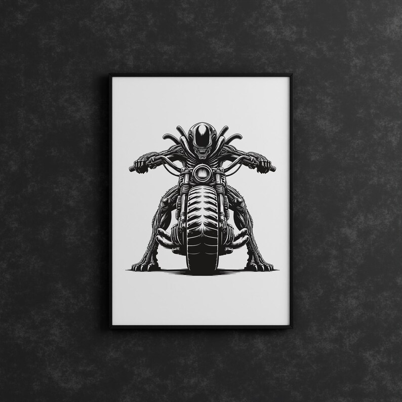 Alien Riding Motorcycle SVG, Alien Biker, Alien Rider, Alien Head ...