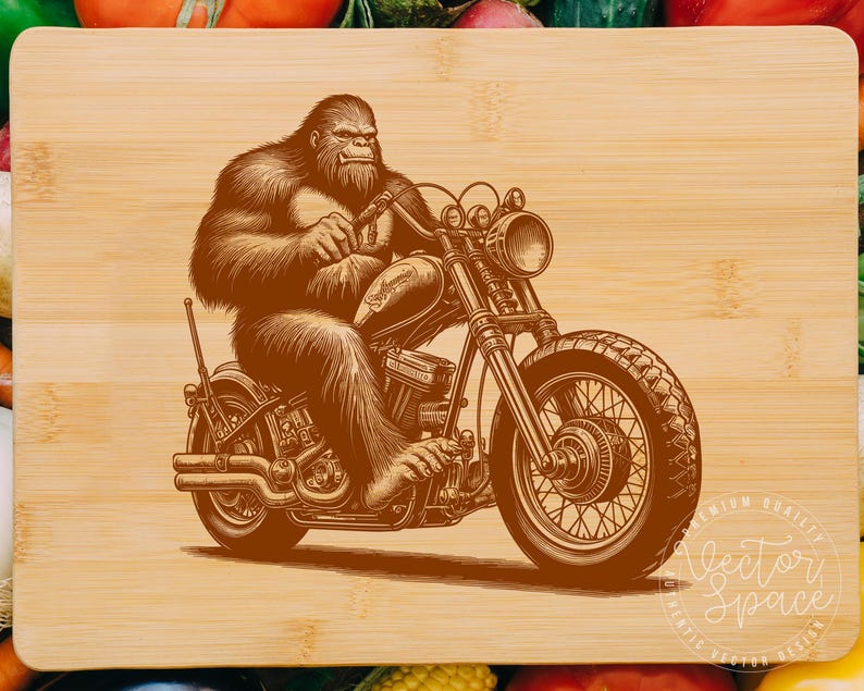 Bigfoot Riding Motorcycle Illustration Vector, Bigfoot SVG, Bigfoot ...