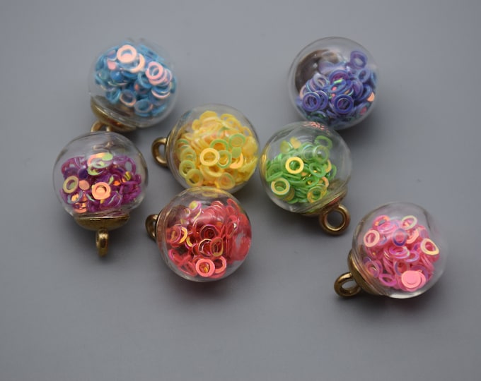 10 Mix Colors Glass Globe Charm,crystal Ball,sequins Rabbit Inside Ball ...