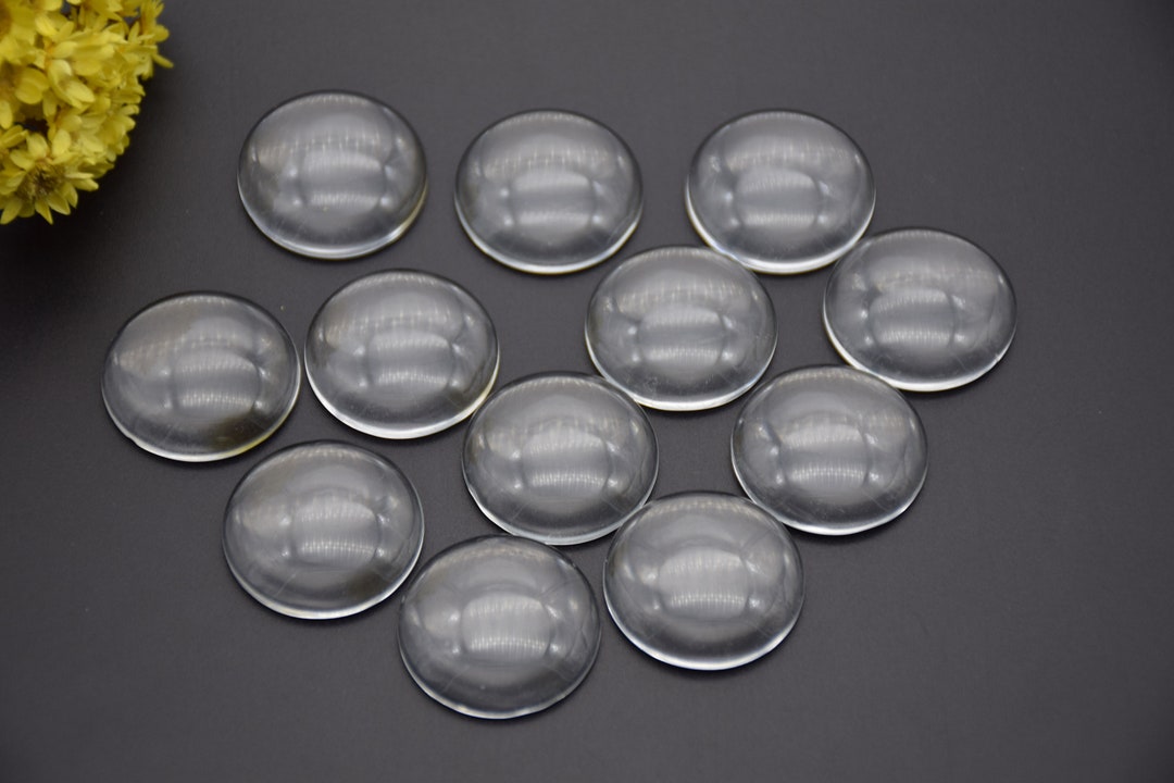 10 Round Flat Back Clear Glass Cabochon,clear Glass Tiles,top Quality ...