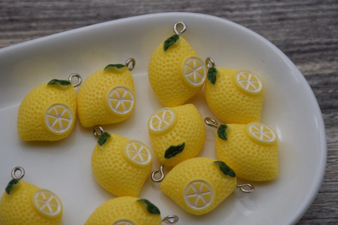 12 Resin Cabochons Lemon Fruit Flat Back Cabochons Charms DIY Craft ...