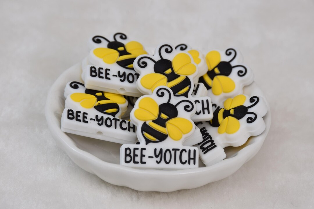 Bee-yotch Bumble Bee Silicone Focus Beads,honeybee Focal Beads,diy ...