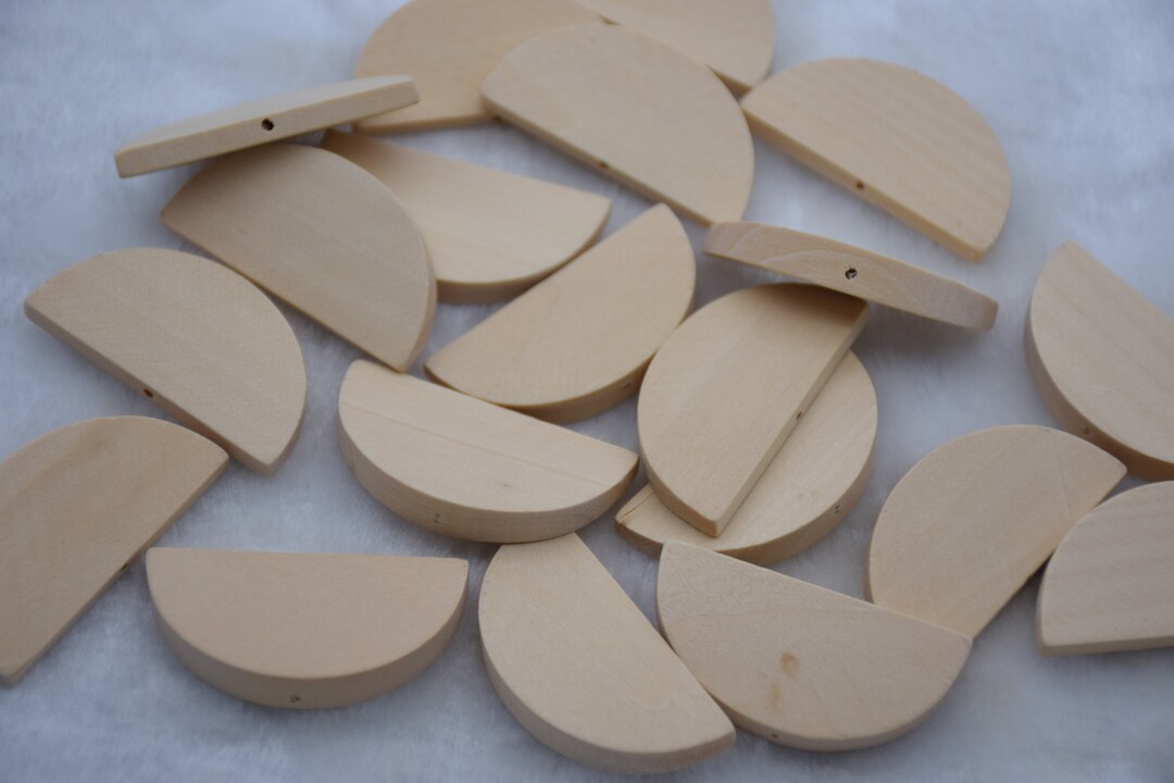 Half Circle Wooden Beads,unfinished Natural Semi Round Wood Bead ...