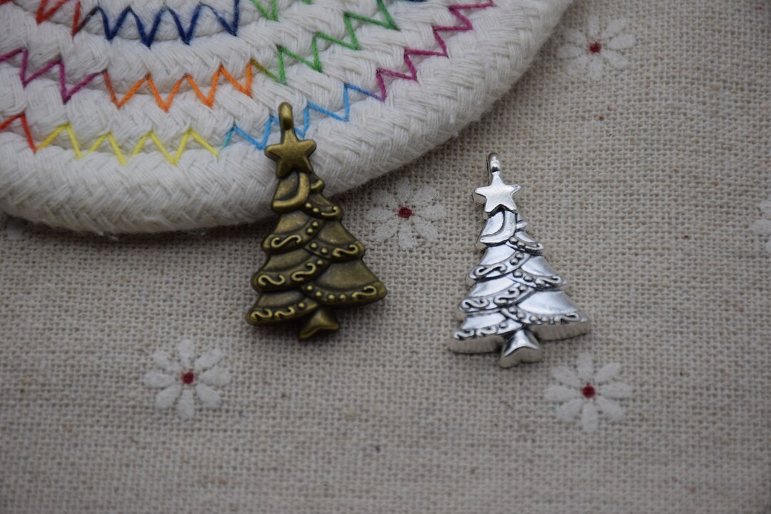 12 Christmas Tree Charmplant Ornamentsnecklace Charmearring - Etsy