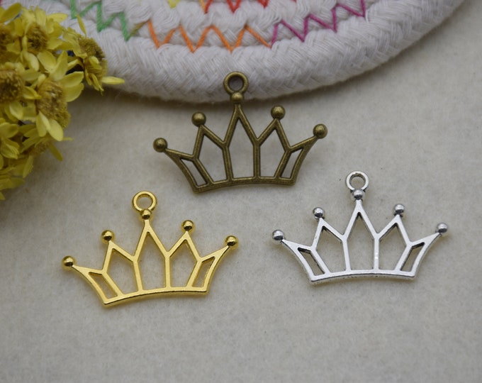 20 Crown Charm Princess Crown Charm Queen Crown Charm Regal Royal Charm ...