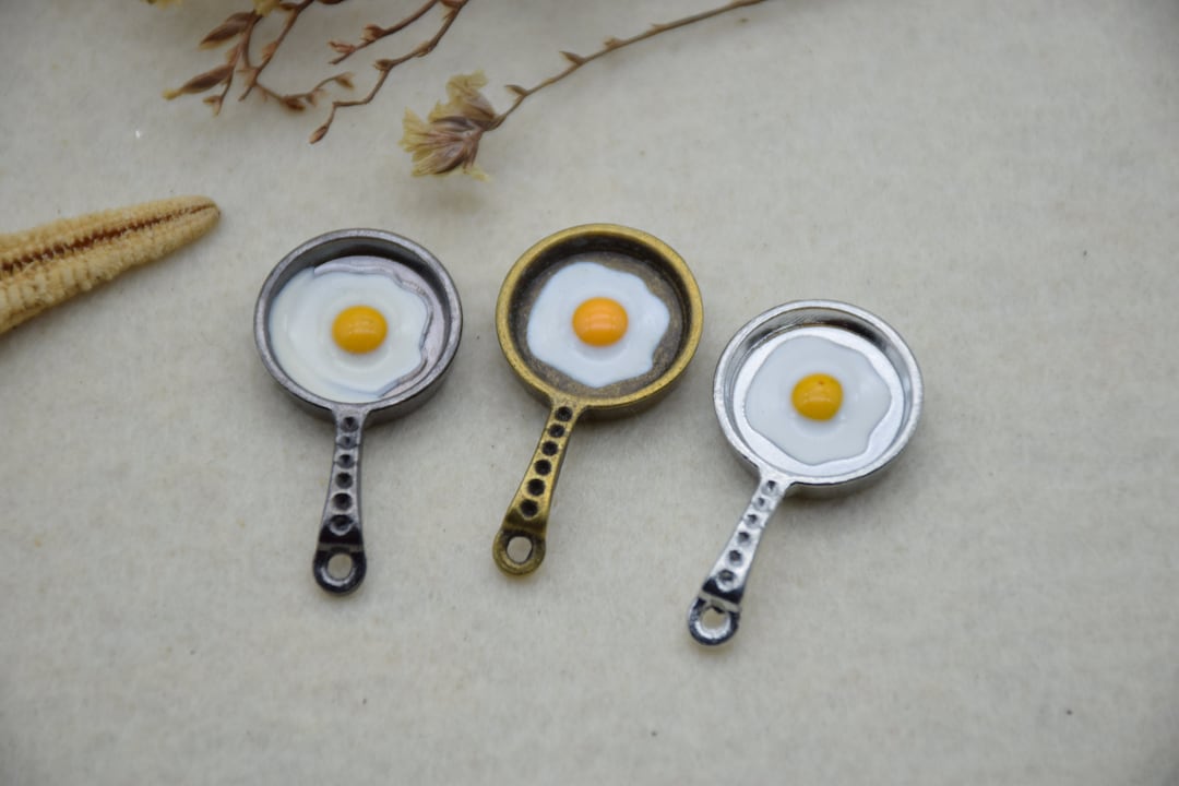 6 Frying Egg Pan Charm Pendant,food Ornament Necklace Charm,jewelry ...