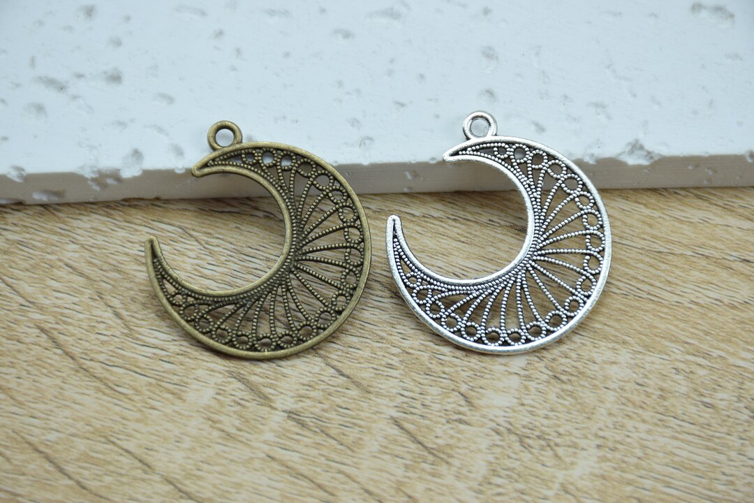Filigree Crescent Pendant,moon Charm,jewelry Making Supplies,necklace ...