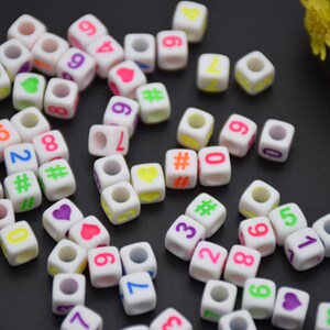 100 Plastic Beads White Beads With Mixed Color Mixed Number Acrylic ...