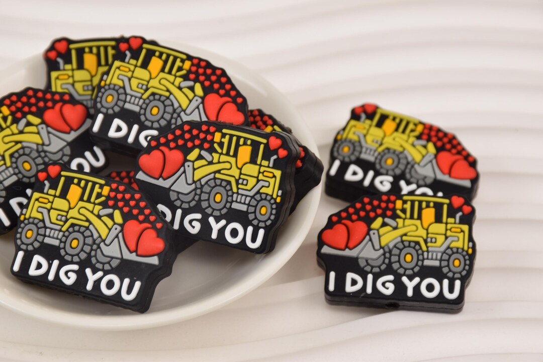 I Dig You Loader Heart Silicone Beads,valentines Day Focal Beads,charms ...