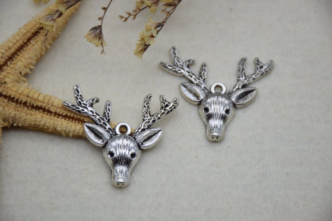12 Deer Head Charm Pendantbuck Head Charmstag Head | Etsy