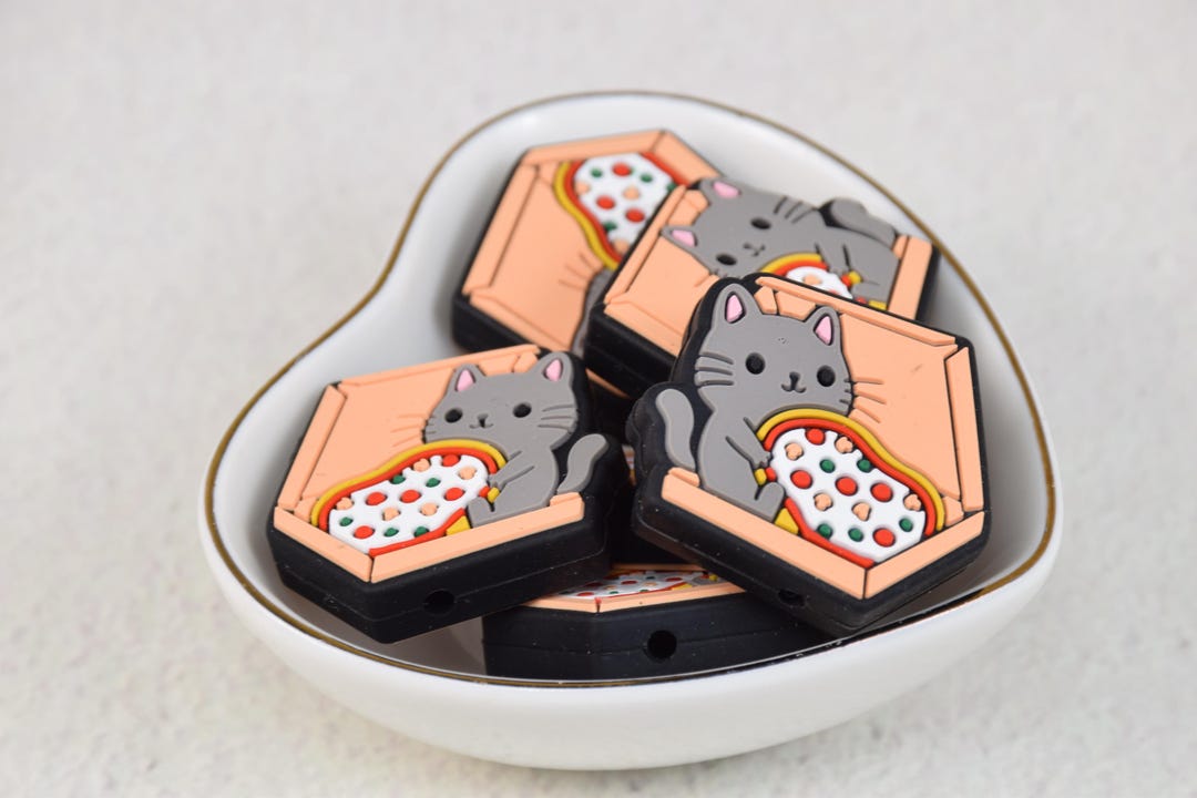 Pizza Box Cat Pet Animal Silicone Beads,silicone Focal Beads,charms ...