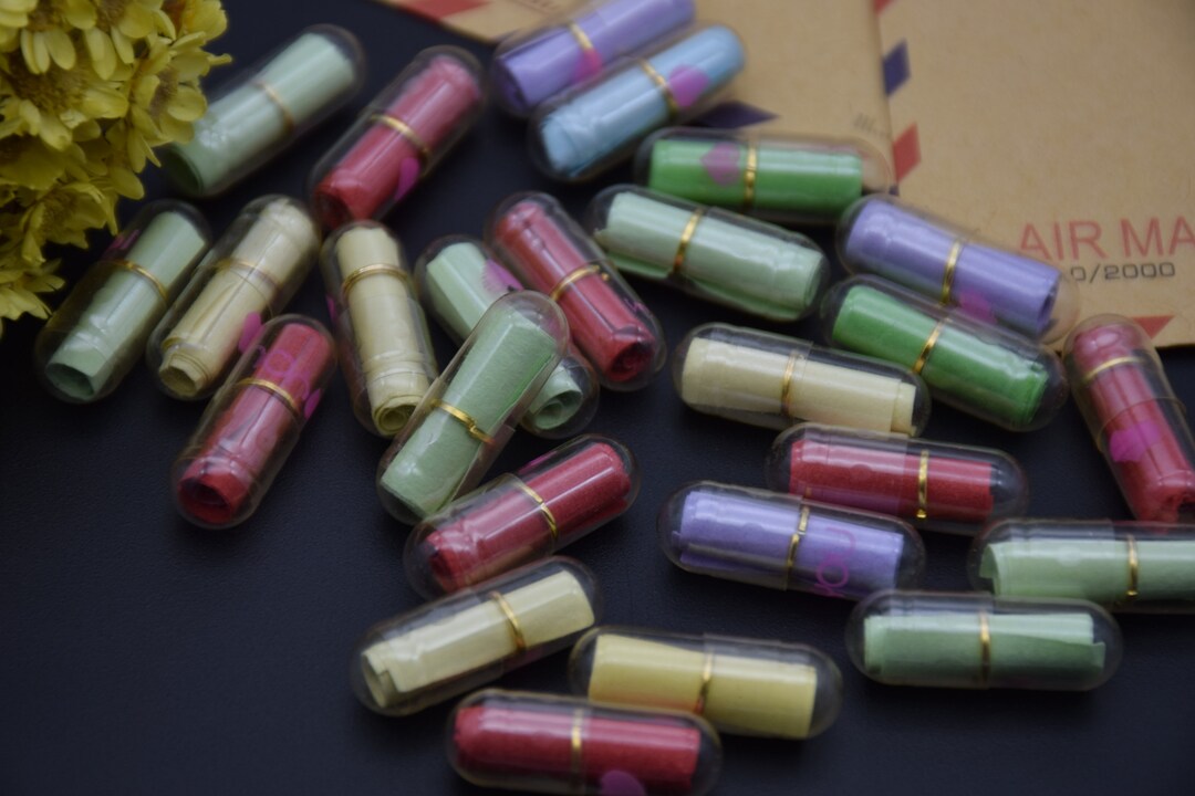 100 Kawaii Pill Capsule,wish Faux Pill,clear Secrect Blank Message Note ...