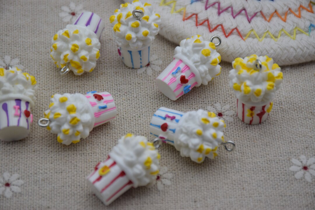 12 Resin Popcorn Charms Earring Necklace Bracelet Bead Pendants DIY ...