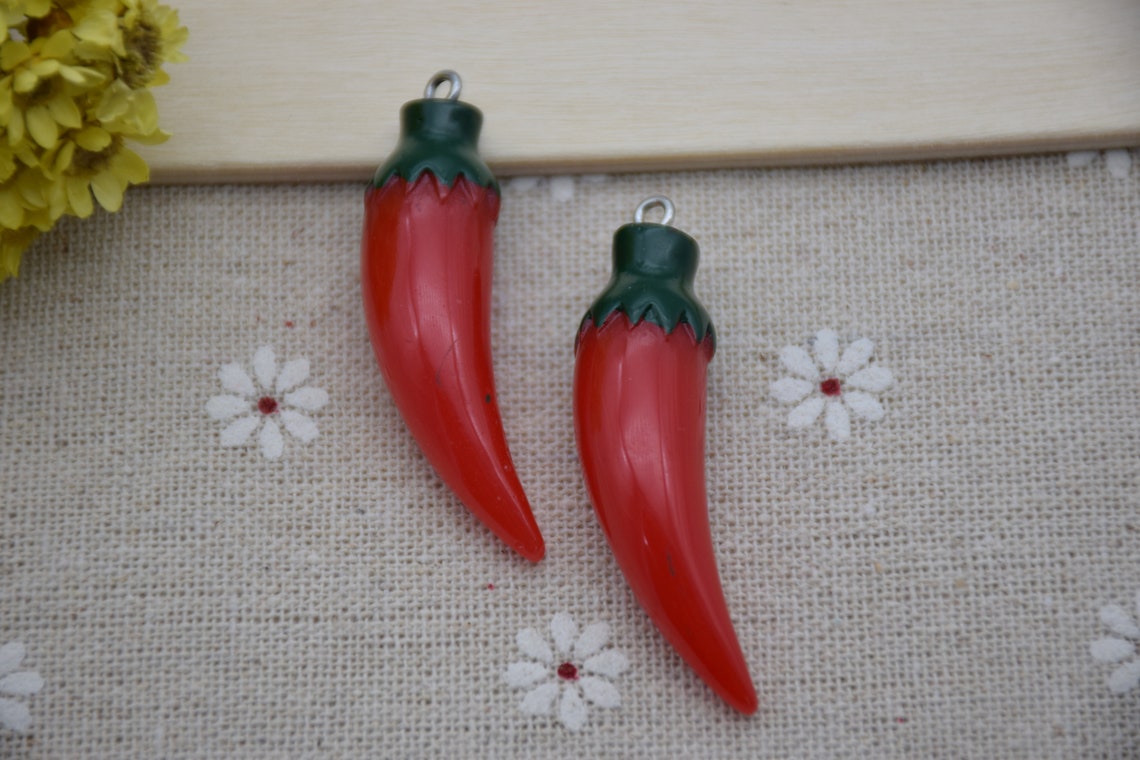10 Resin Chili Pepper Charms Earring Necklace Bracelet Bead | Etsy