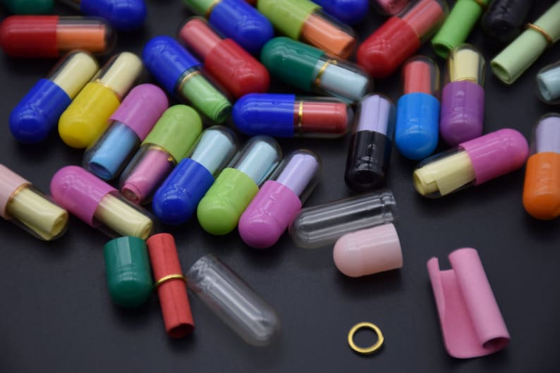 100 Kawaii Pill Capsule,wish Faux Pill,clear Secrect Blank Message Note ...