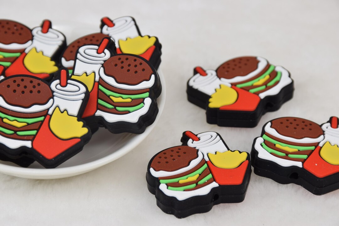 Hamburger Drink Food Silicone Beads,focal Beads,wristlet Beads,charm ...