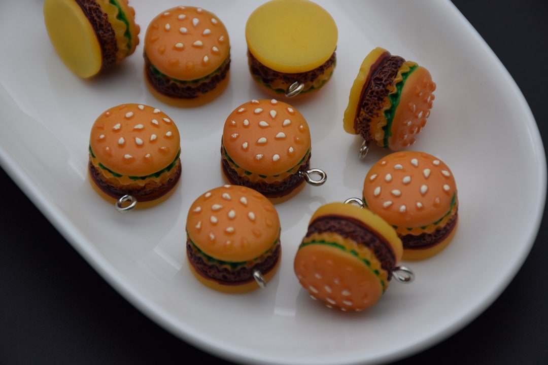 10 Hamburger Food Resin Slime Charms Pendants Cabochons Ornaments ...
