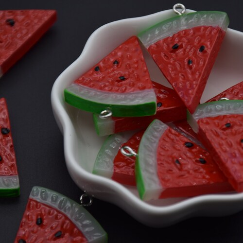 12 Resin Watermelon Slice Charms Earring Necklace Bracelet | Etsy