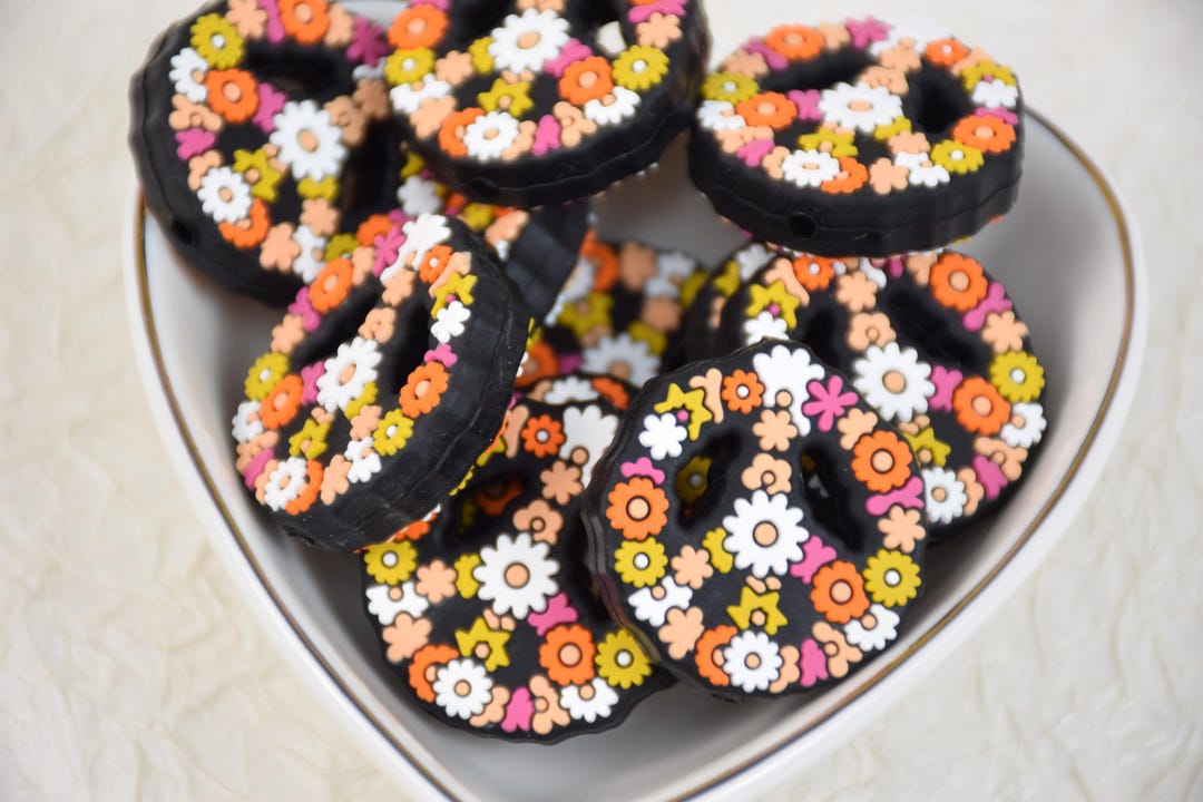 Flower Peace Sign Silicone Beads,silicone Focal Beads,charms Beads ...