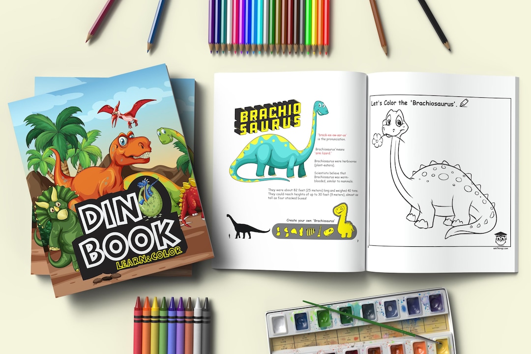 Dinosaur Coloring Book for Kids - Learn & Color Fun Facts - Printable ...