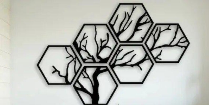 3D Hex Tree Wall Art: Geometric Nature Decor (3MF Digital File) - Etsy