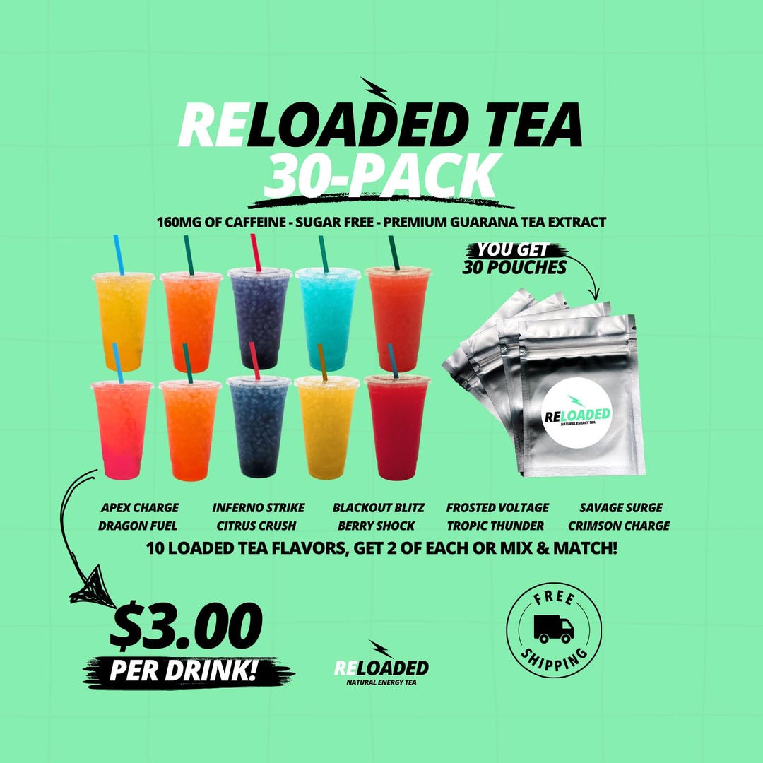 30 Loaded Energy Teas Variety Pack 10 Bold Loaded Tea Flavors Sugar ...
