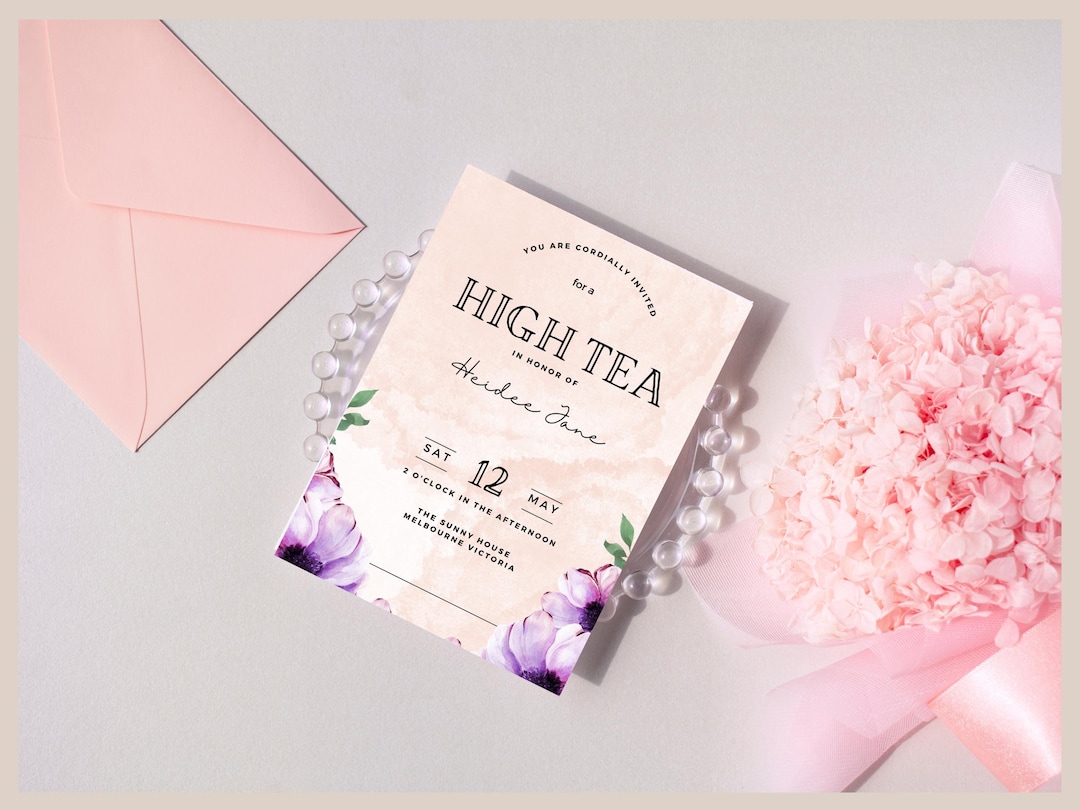 EDITABLE Purple High Tea Template Canva - Etsy