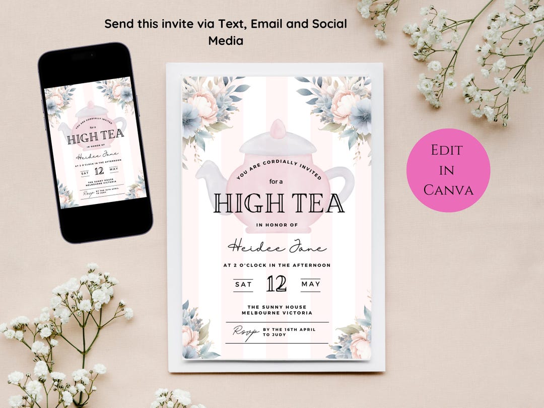 Editable High Tea Template Mother's Day Pink Tea - Etsy Australia
