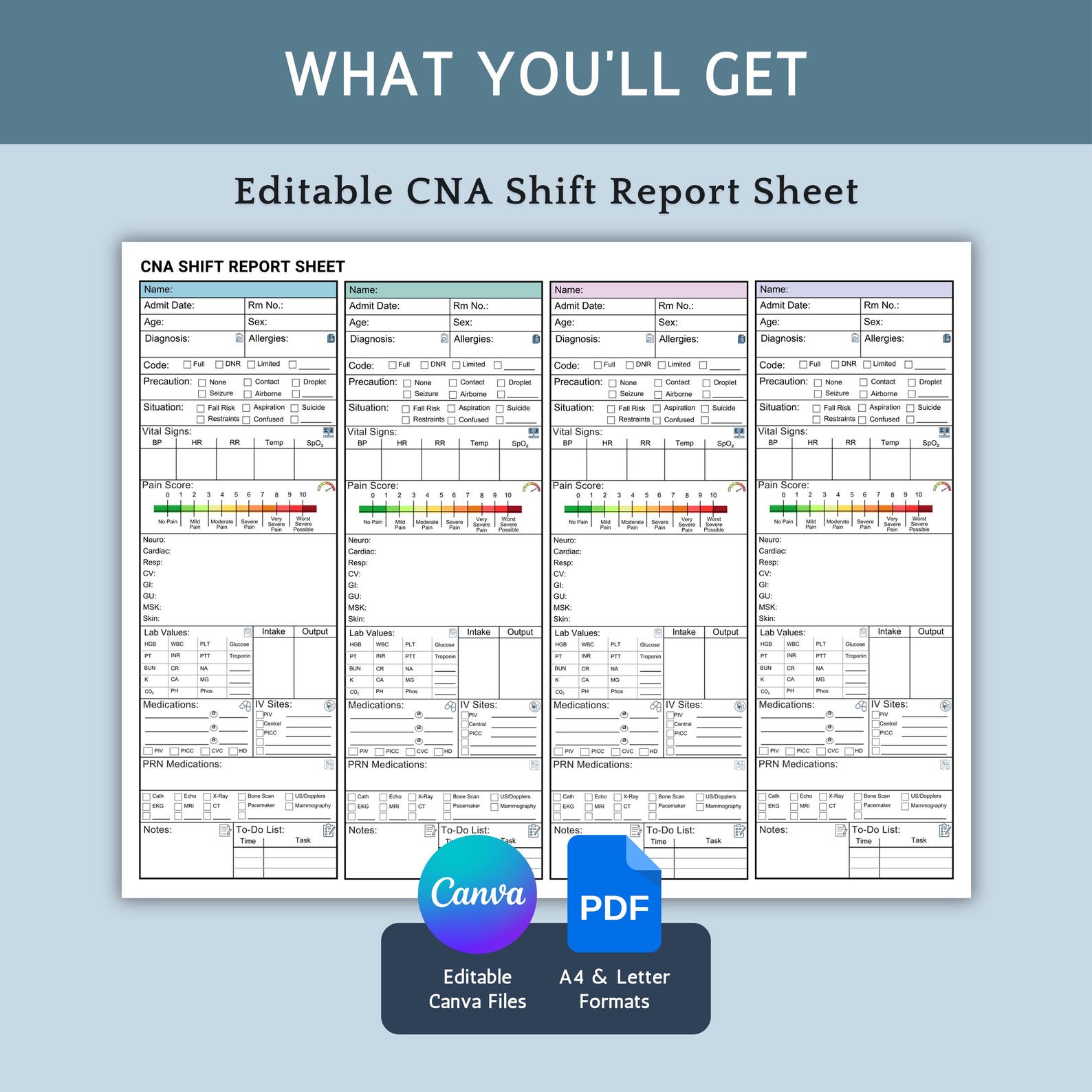 CNA Report Sheet, CNA Brain Sheet, Cna Report Sheet Med Surg, Cna ICU ...