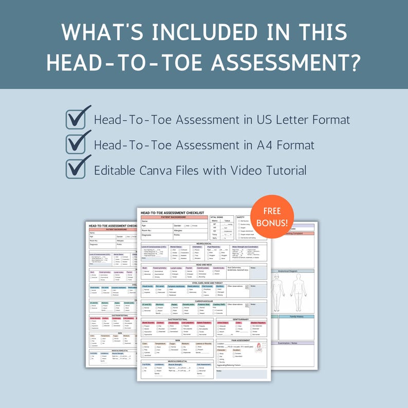 Head to Toe Assessment, Nursing Template, Nursing Assessment ...